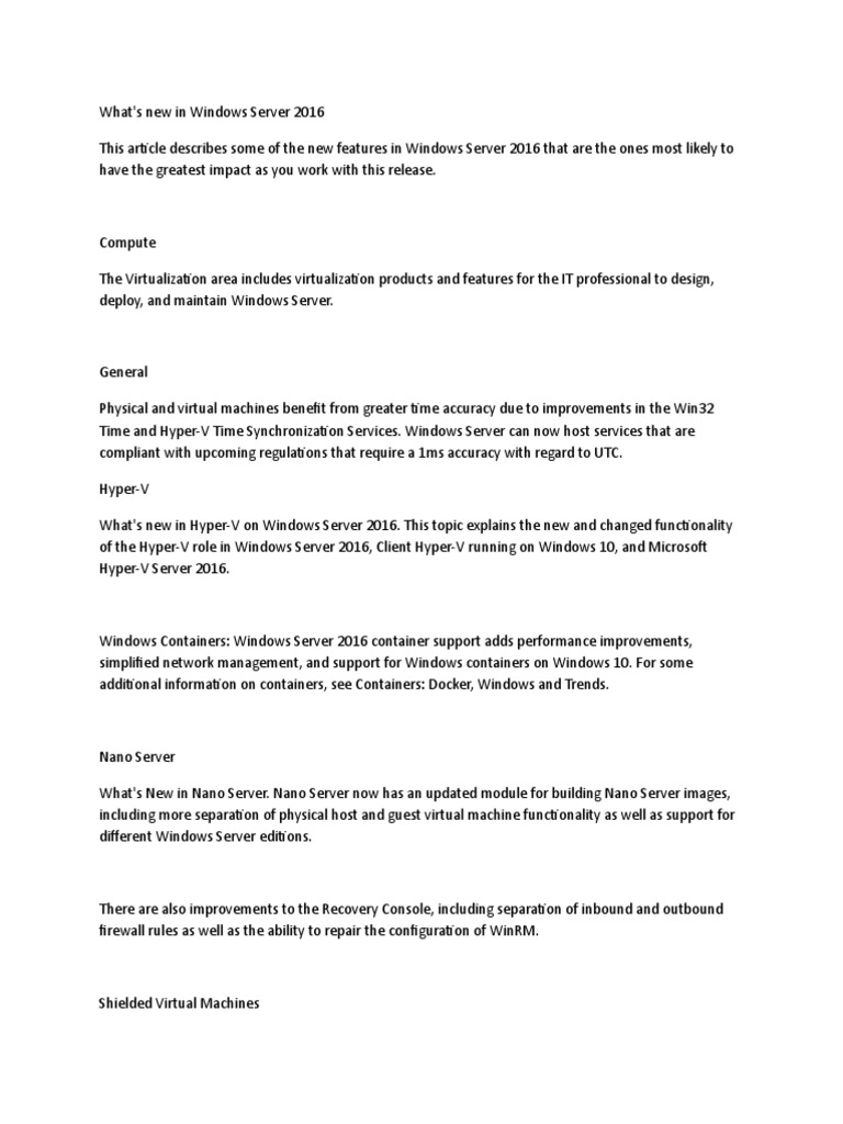 Windows Server 2016 | PDF | Active Directory | Hyper V