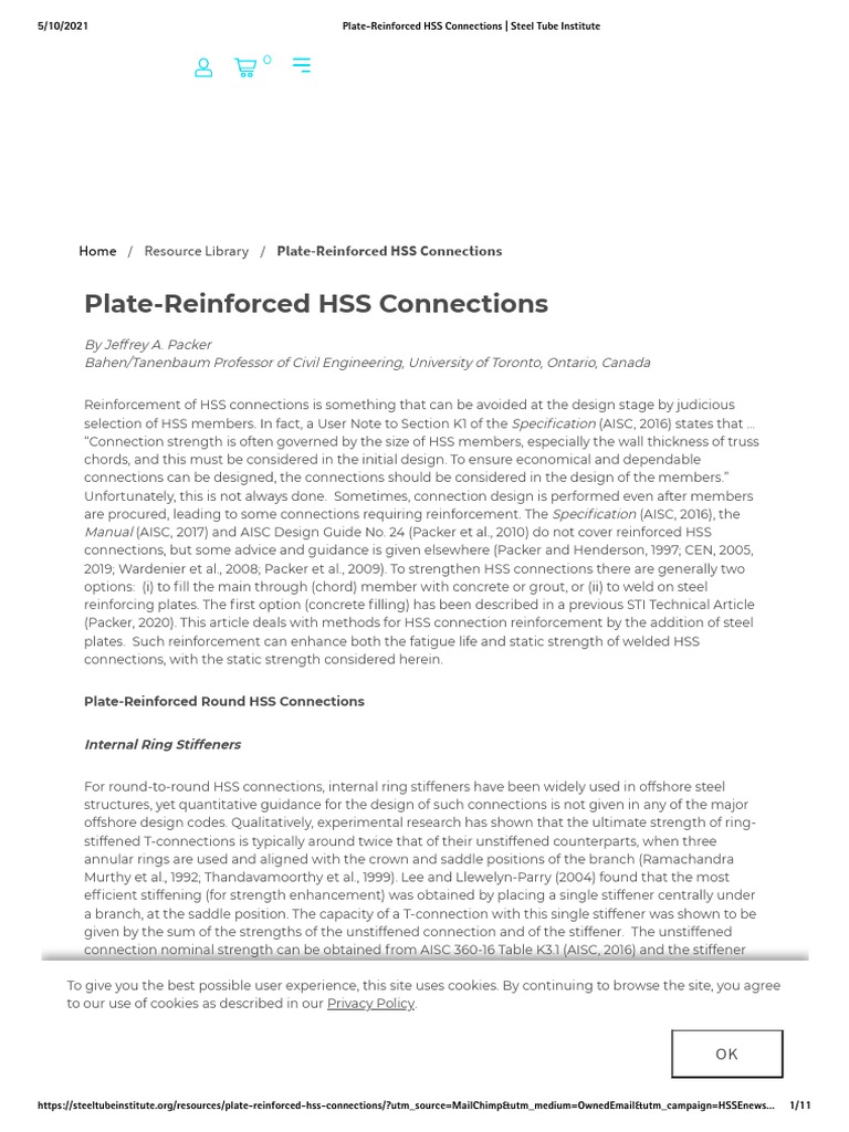 Plate-Reinforced HSS Connections - Steel Tube Institute | PDF | Truss ...