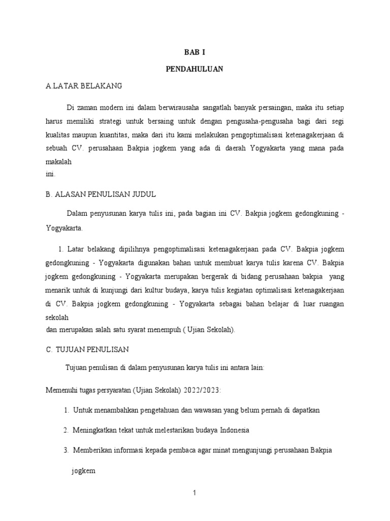 KARYA Tulis Bab 1 - 4 | PDF