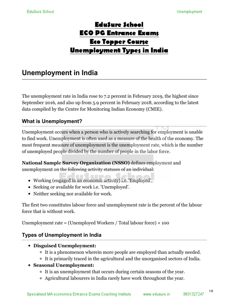UNEMPLOYMENT | PDF | Unemployment | Workforce