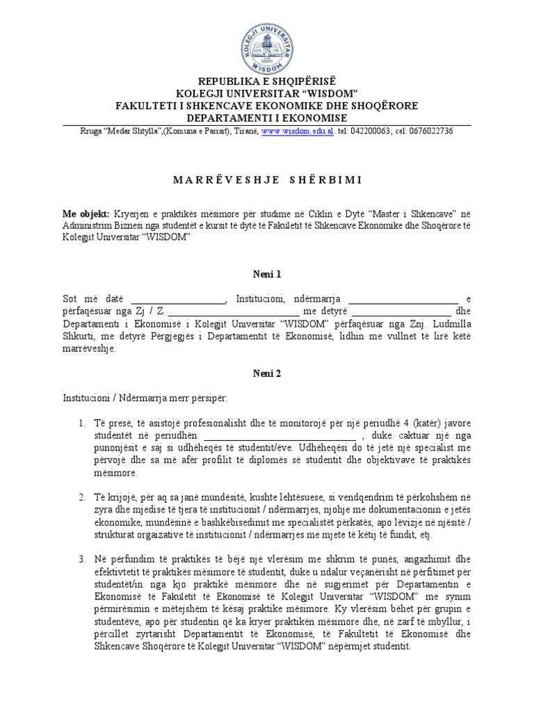 3 - Marreveshje Sherbimi (Bashkepunimi) | PDF