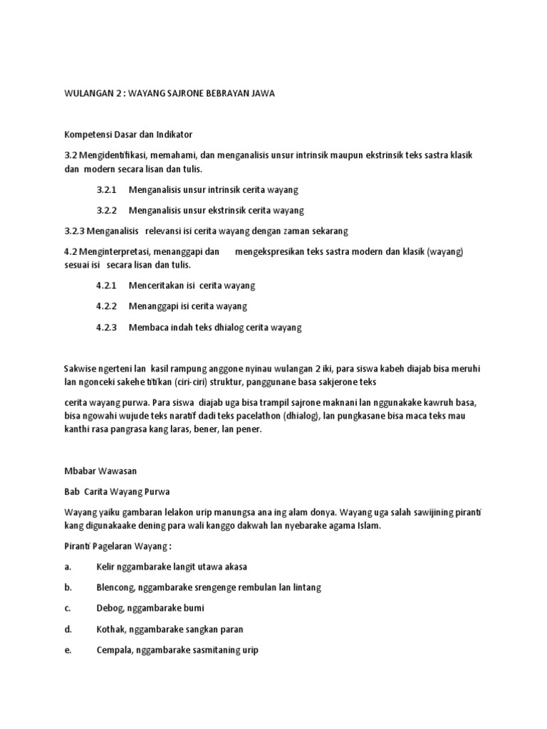 Unsur dan Piranti Pagelaran Wayang | PDF | Seni