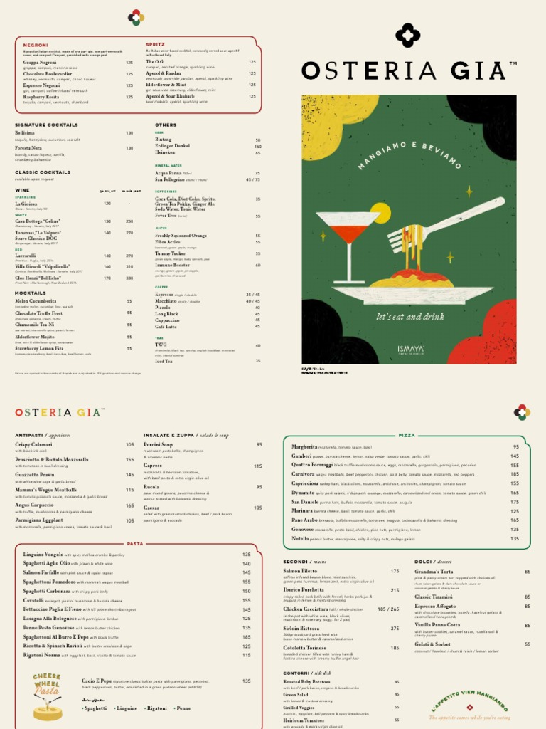 Osteria Gia Menu Final April19 | PDF | Tomato Sauce | Pesto