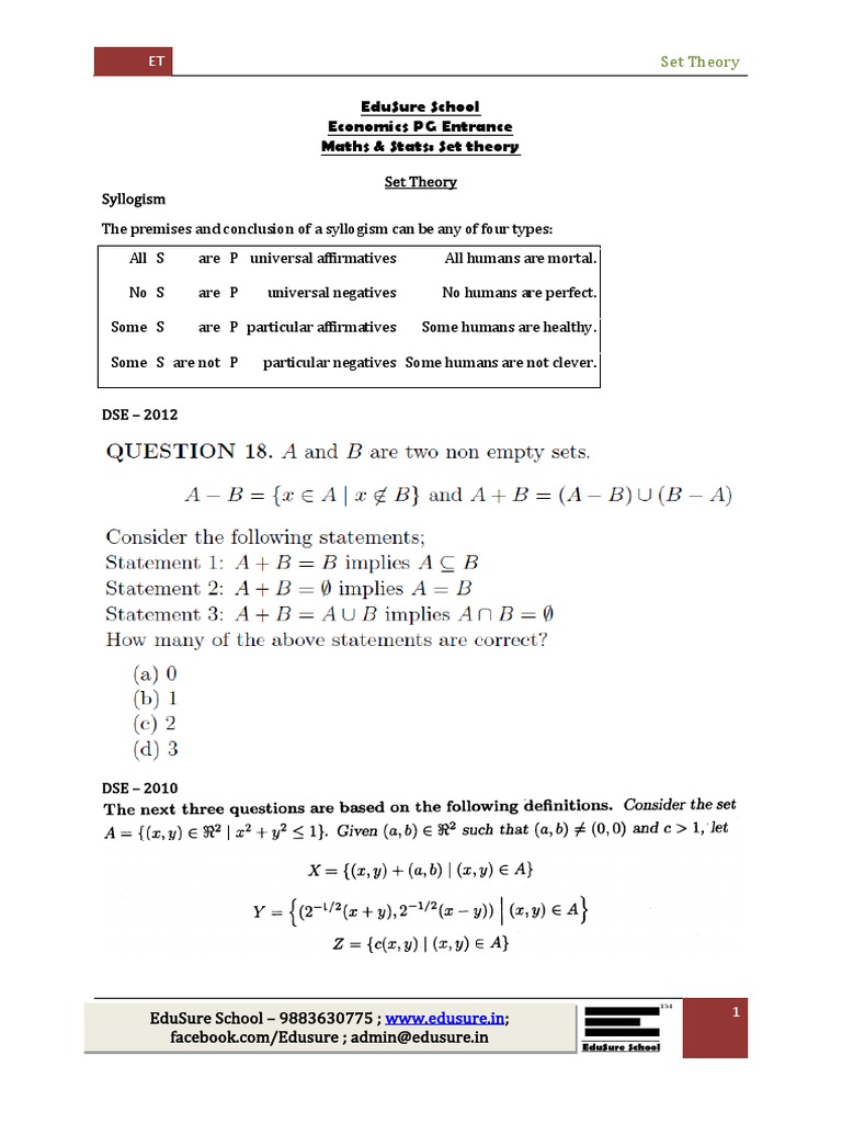 Set Theory | PDF | Mathematical Concepts | Mathematical Logic Set Theory | PDF | Mathematical Concepts | Mathematical Logic