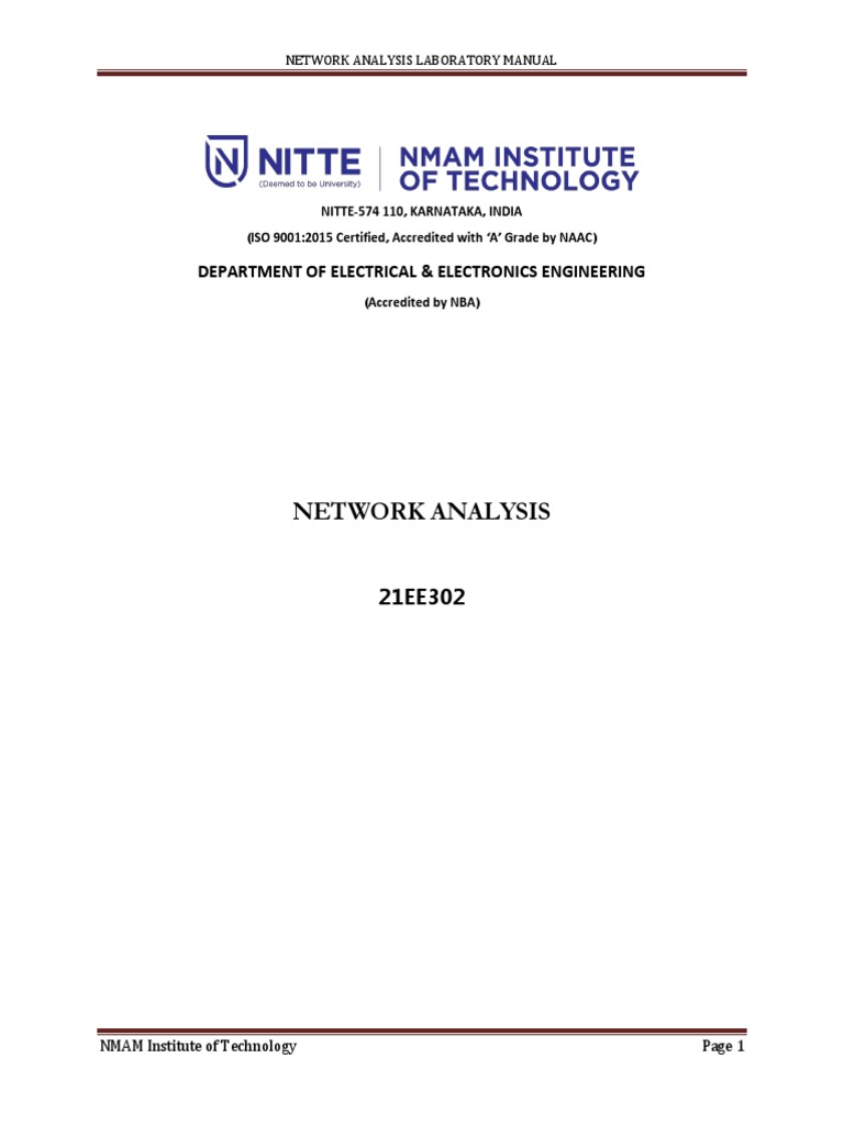 NA Manual VOB | PDF | Network Analysis (Electrical Circuits) | Electrical Network