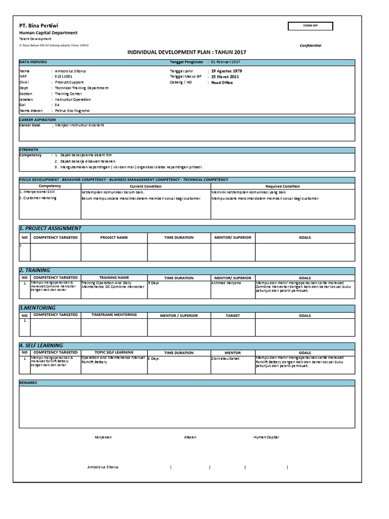 Form Idp 2017 | PDF | Karier & Perkembangan | Bisnis