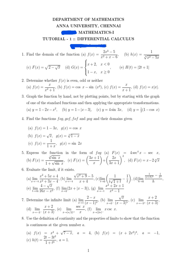 Differential Calculus Tutorial | PDF | Function (Mathematics) | Derivative