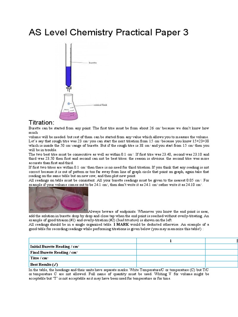 AS Level Chemistry Practical Paper 3 Tips | PDF | Aldehyde | Physical Chemistry
