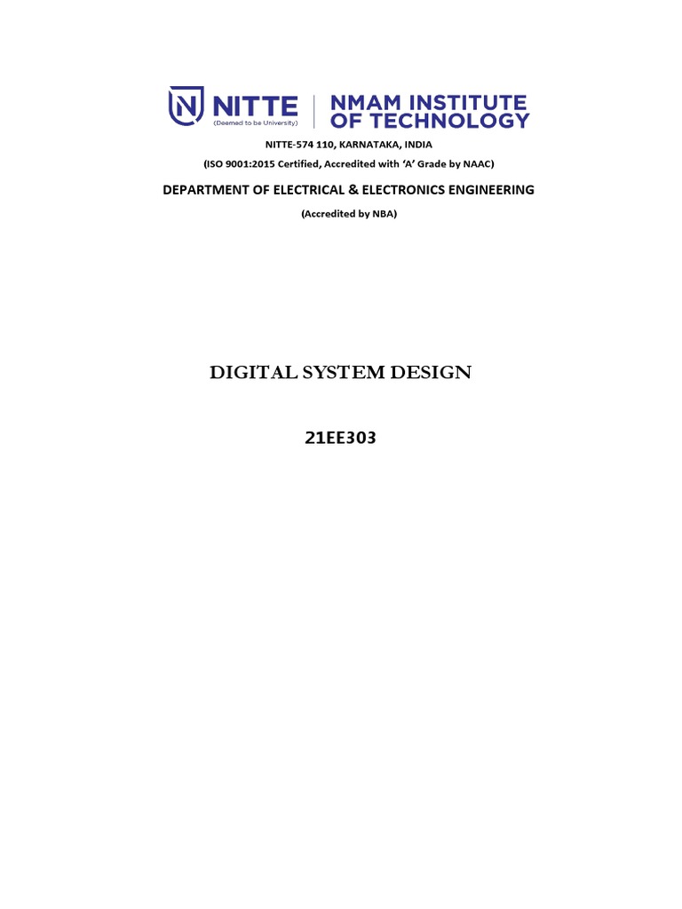 21EE303 DSD Lab Manual 1 | PDF | Logic Gate | Digital Electronics