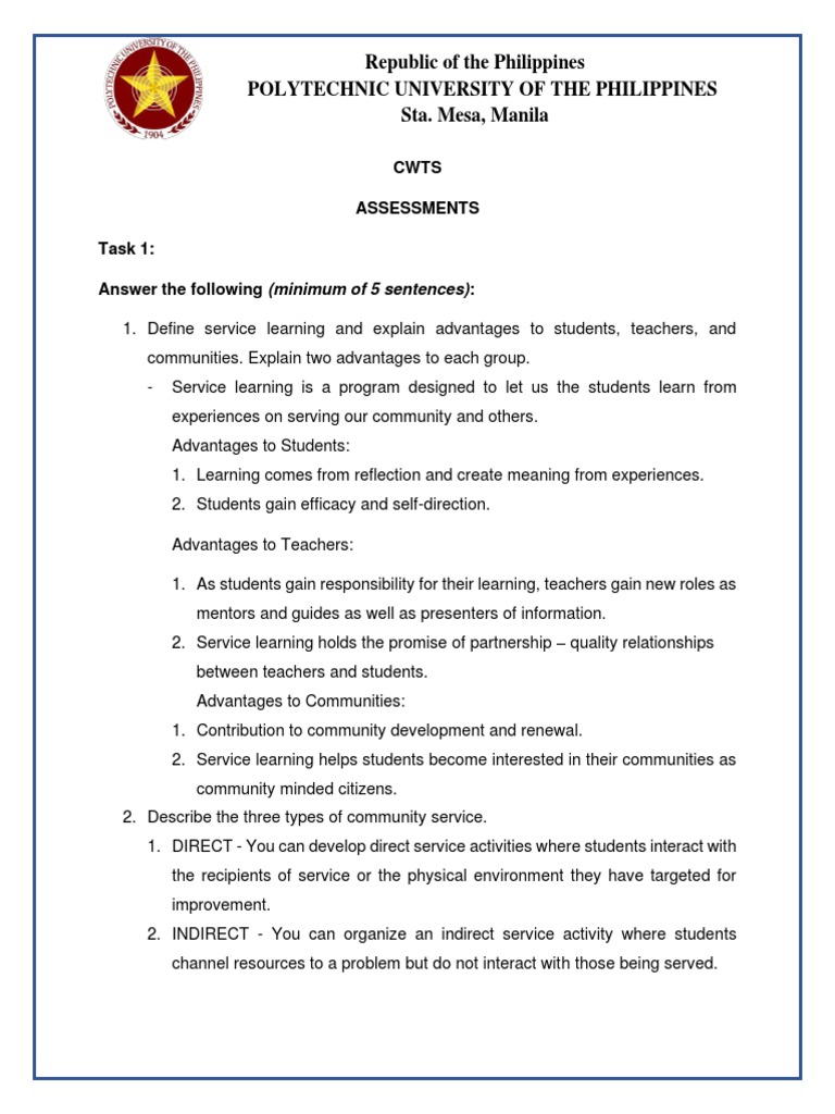 Module 1 - Assessments | PDF | Service Learning | Learning