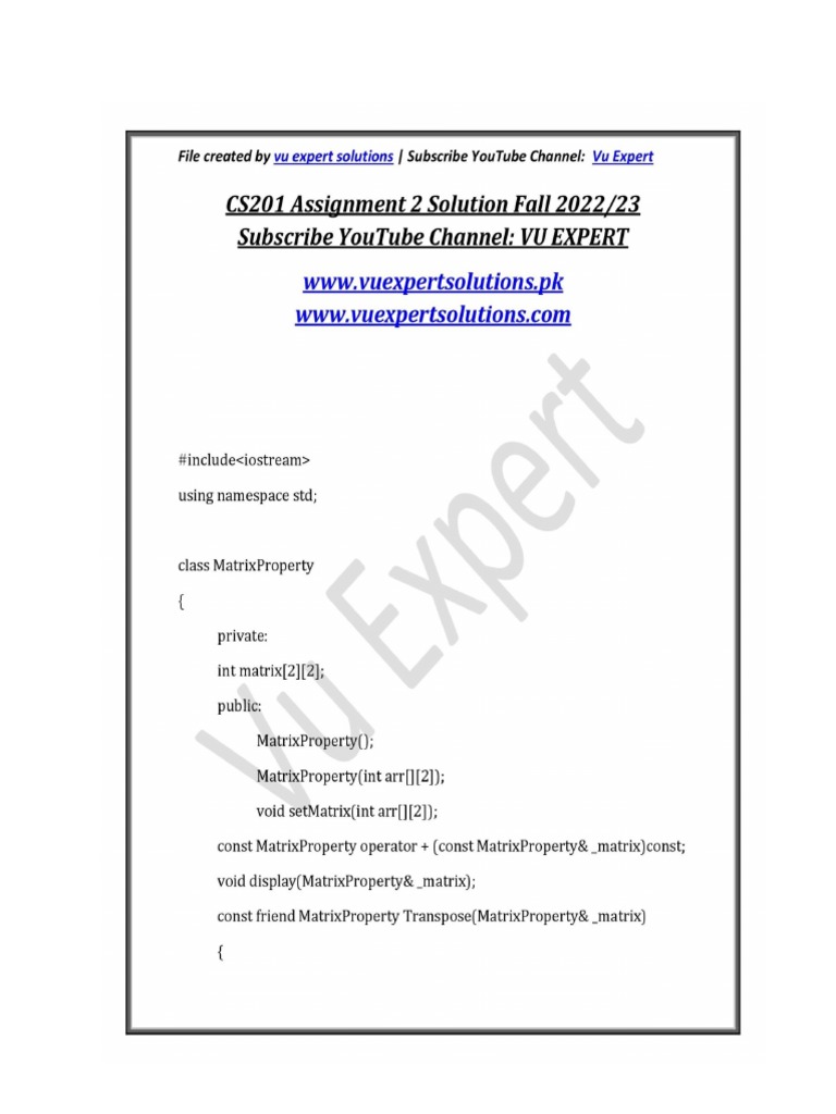 Cs201 Assign 2 Sol Fall 2023 | PDF Cs201 Assign 2 Sol Fall 2023 | PDF
