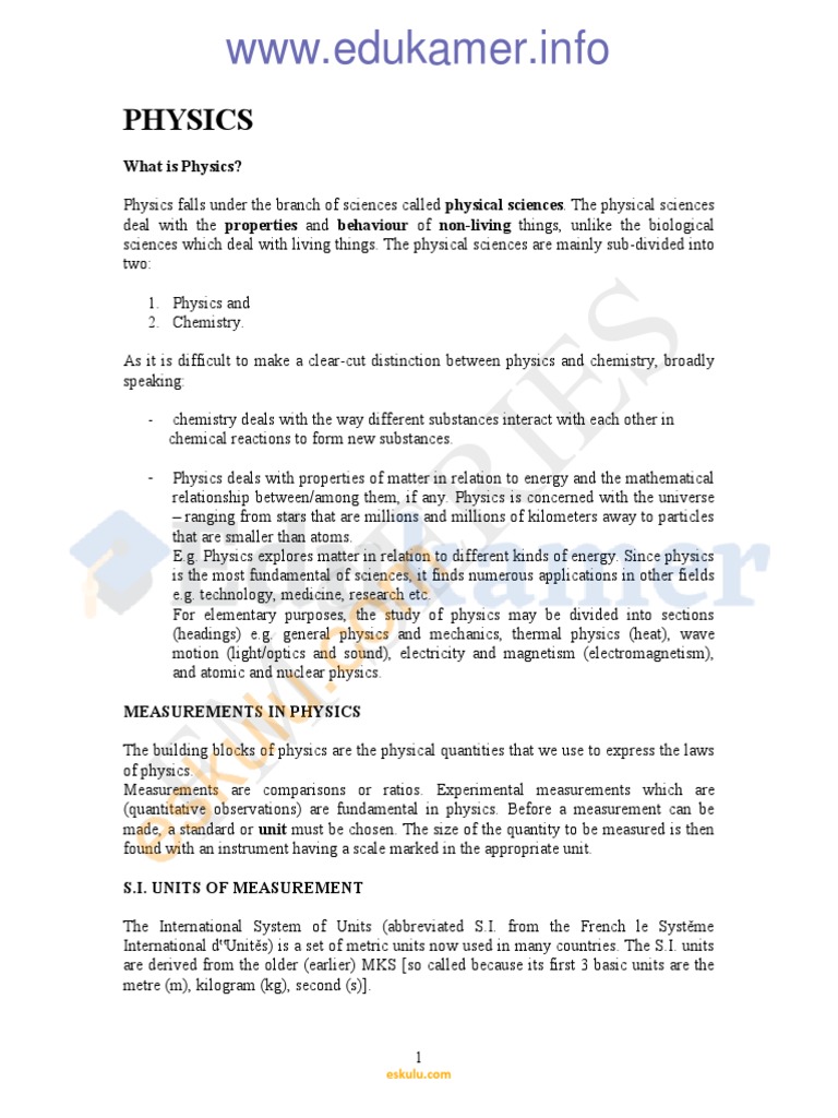 Grade 10 To 12 Physics in Details | PDF | Physics | International ...