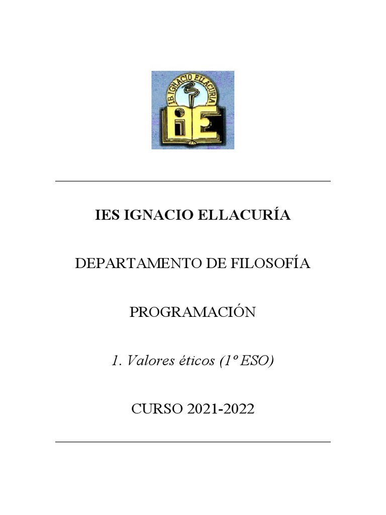 Valores Éticos 1º Eso Pdf Moralidad Evaluación