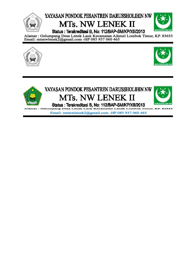 Kop Surat Mts NW Lenek II Terbaruu | PDF