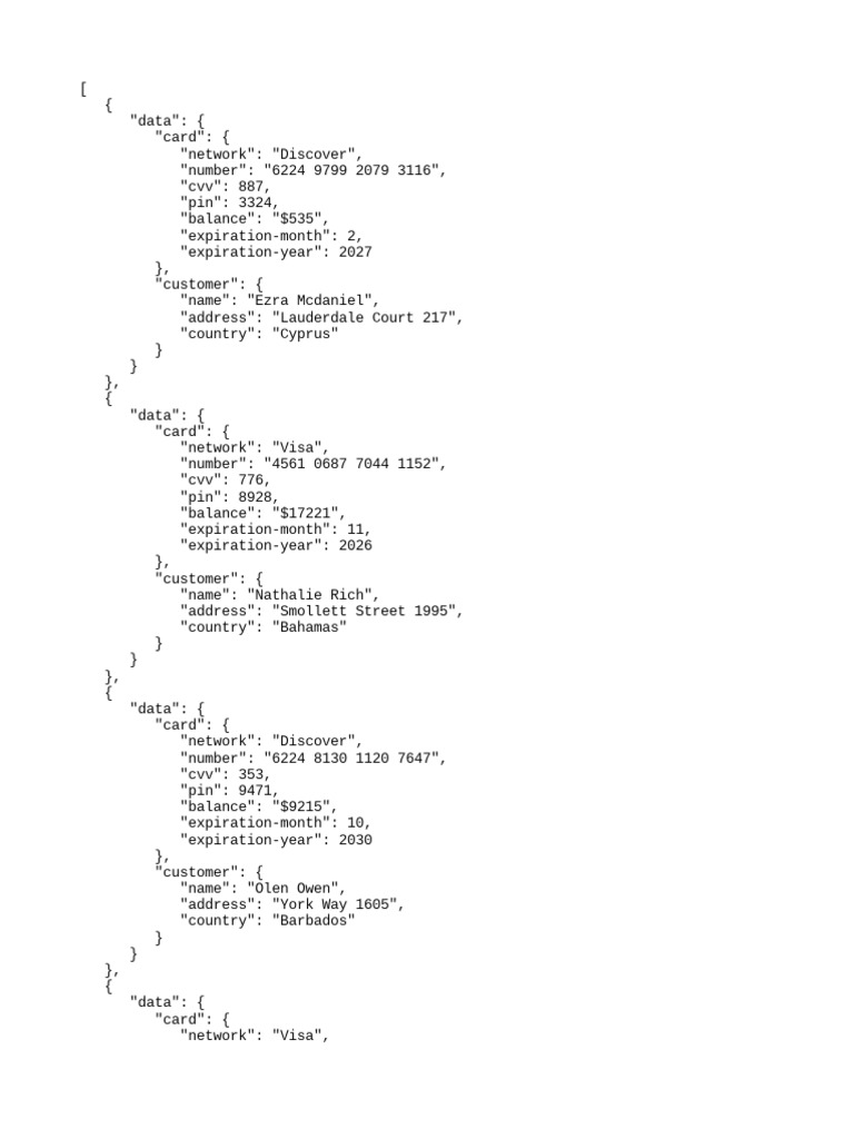 Creditcardrush JSON | PDF | Visa Inc. | Master Card