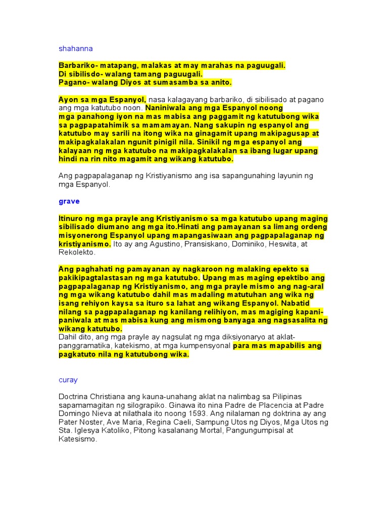 Kasaysayan at Pag-Unlad NG Wikang Pambansa (Panahon NG Pananakop NG Espanyol) Group 4 | PDF