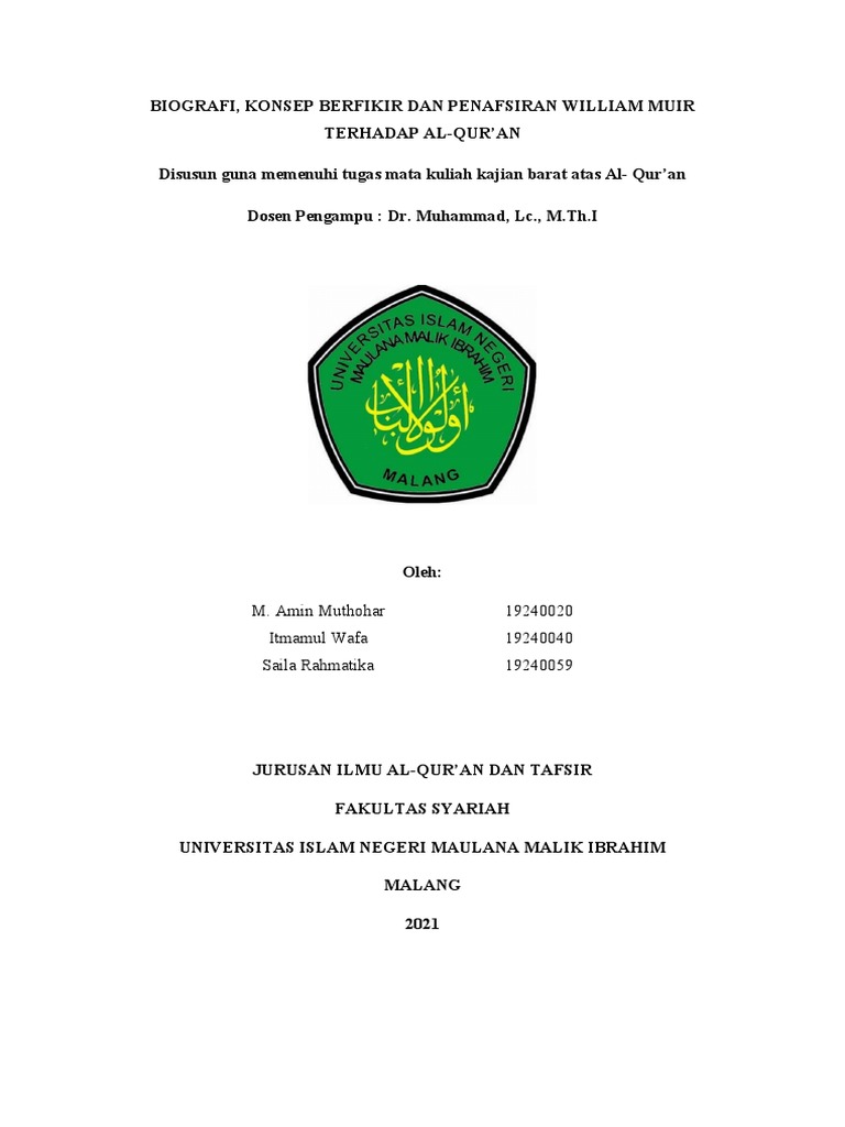Biografi dan Pemikiran William Muir | PDF