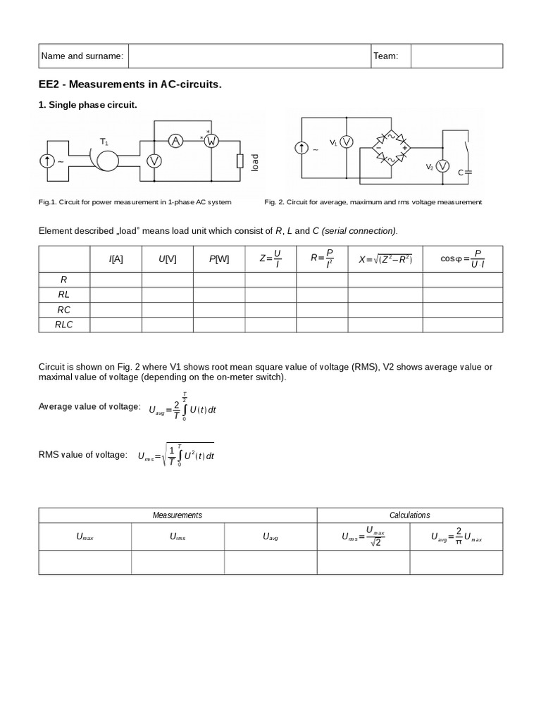 EE2 - Measurements Ac-Circuit | PDF | Ac Power | Root Mean Square