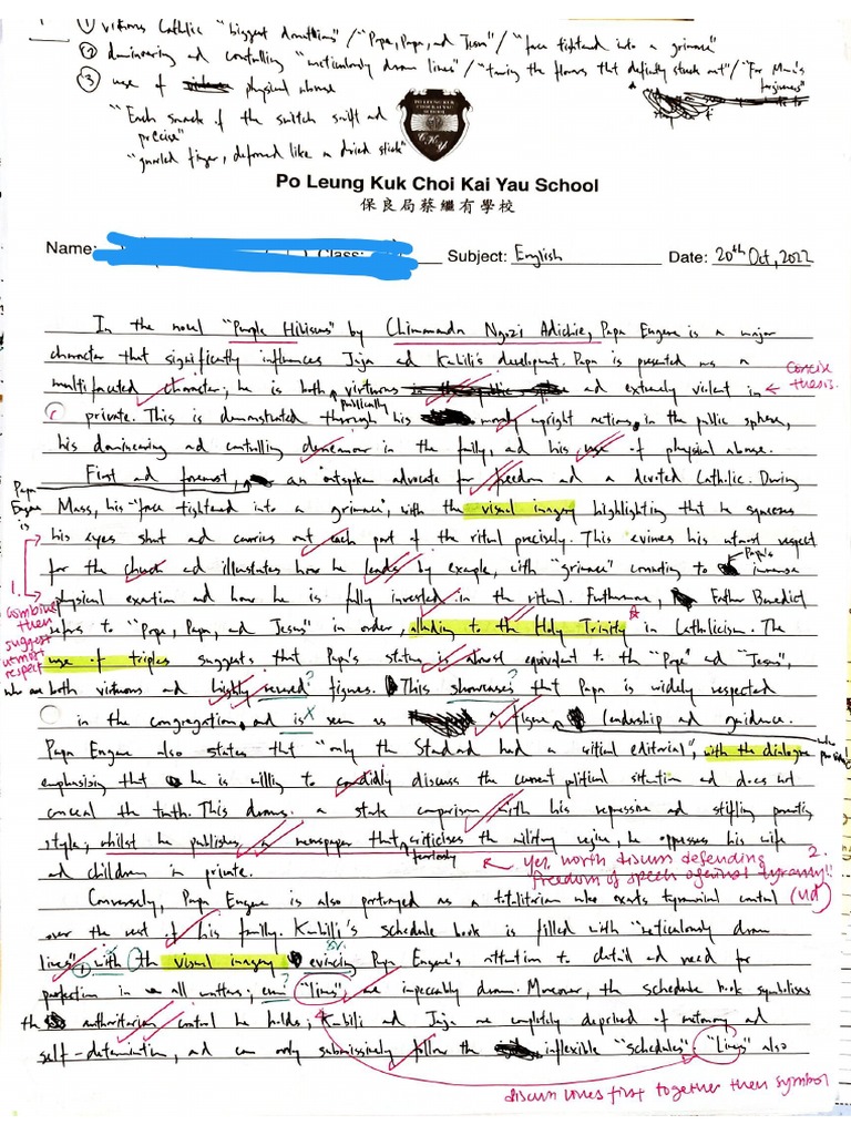 Purple Hibiscus Papa Eugene Analysis | PDF