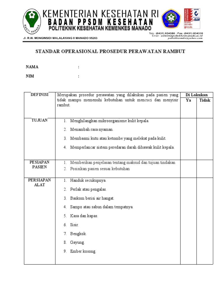 Sop Perawatan Rambut | PDF