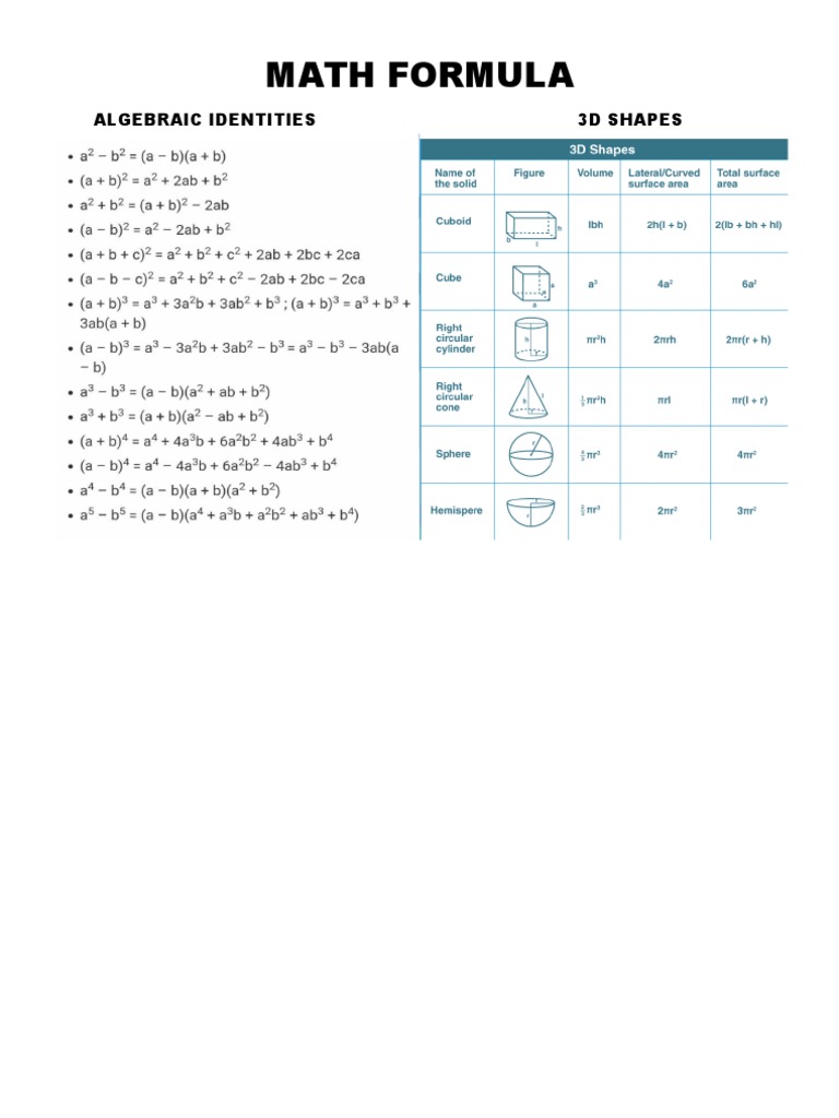 Math Formula Pdf