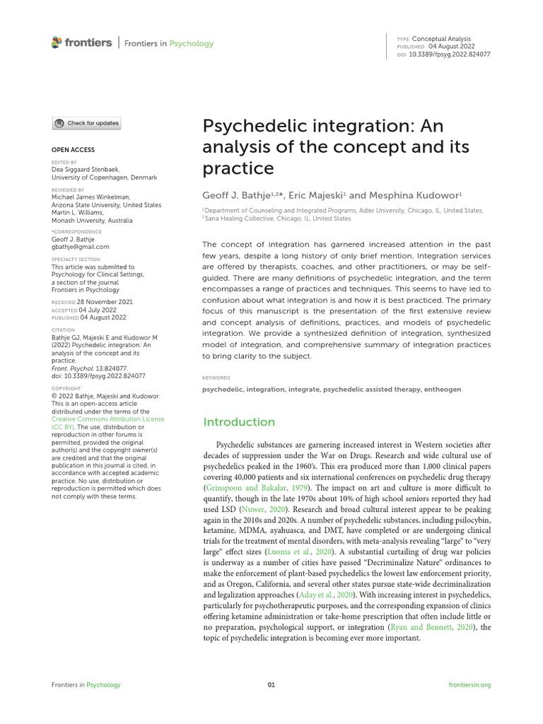 Psychedelic Integration An Analysis of The Concept | Download Free PDF ...