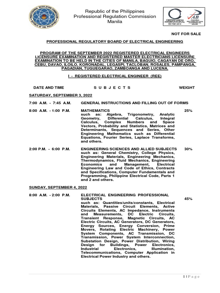 Exam Program Sept 2022 (Electrical Eng) | PDF | Electrical Wiring | Electrical Substation