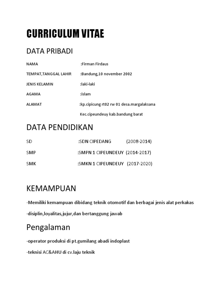 Curriculum Vitae | PDF | Bisnis
