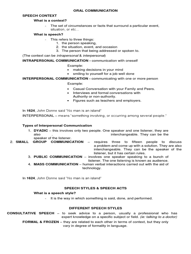Oral Communication 2ND Quarter Reviewer | PDF | Conversation ...