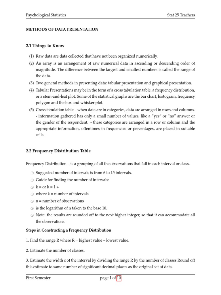 Hand Out2 Data Presentation 1 | PDF | Histogram