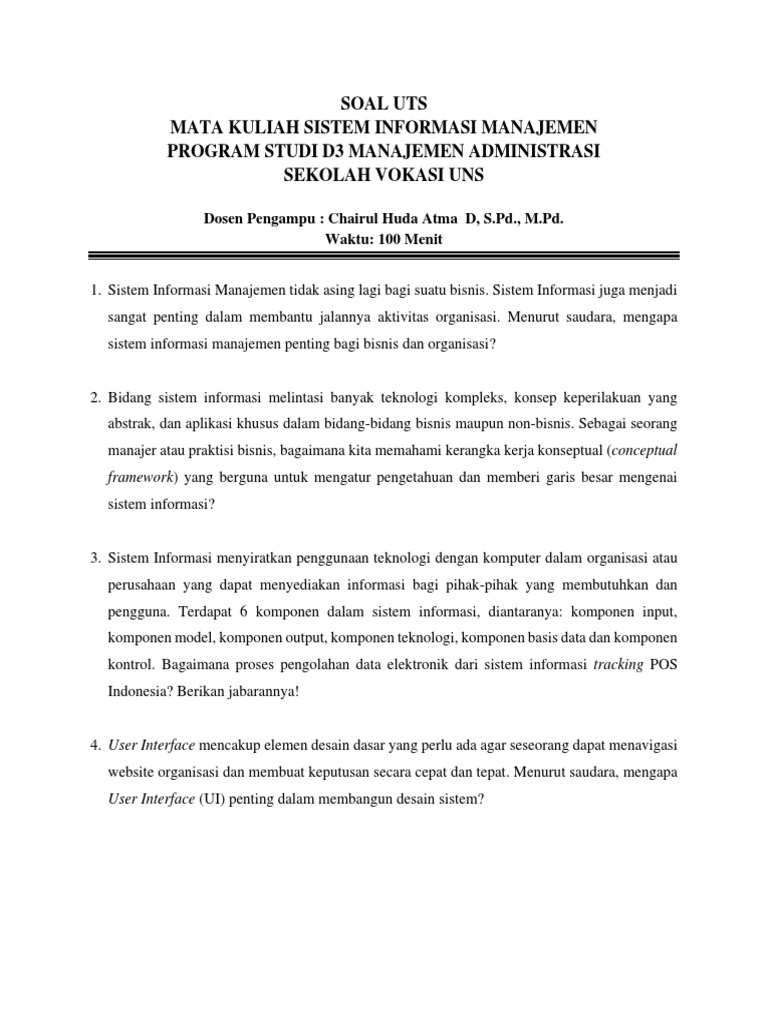 Soal Uts Sim | PDF