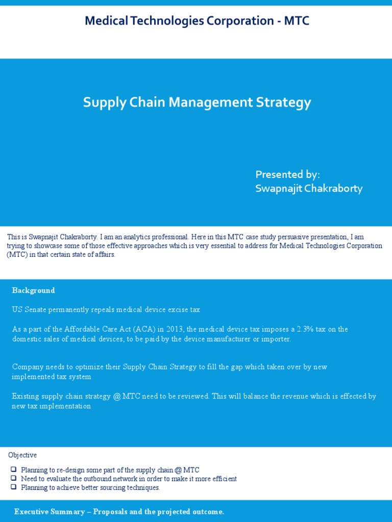 Medical Technologies Corporation SCM Strategy | PDF | Supply Chain ...