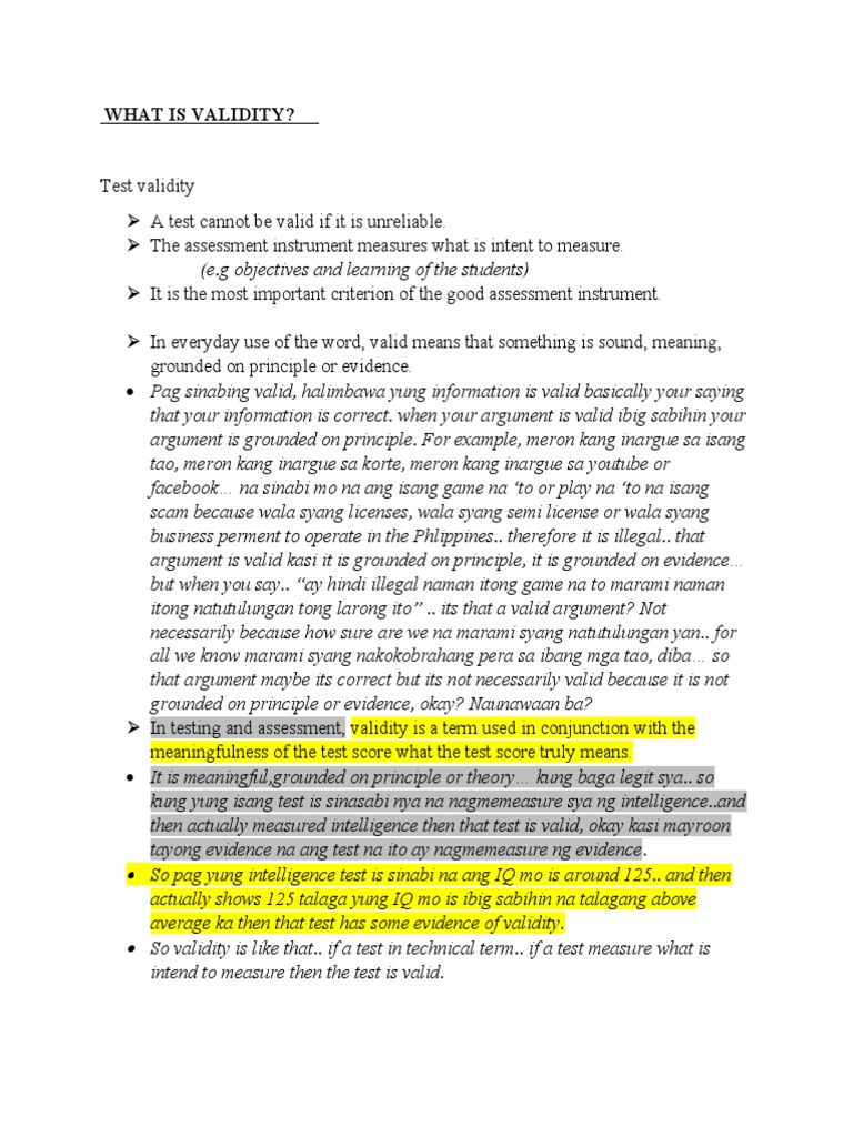 Test Validity | PDF | Cognitive Psychology | Learning
