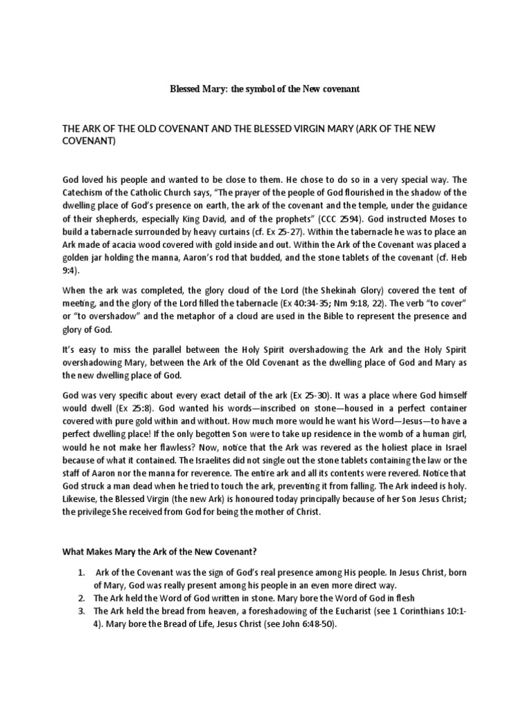 Blessed Mary: The Symbol of The New Covenant | PDF | Ark Of The ...