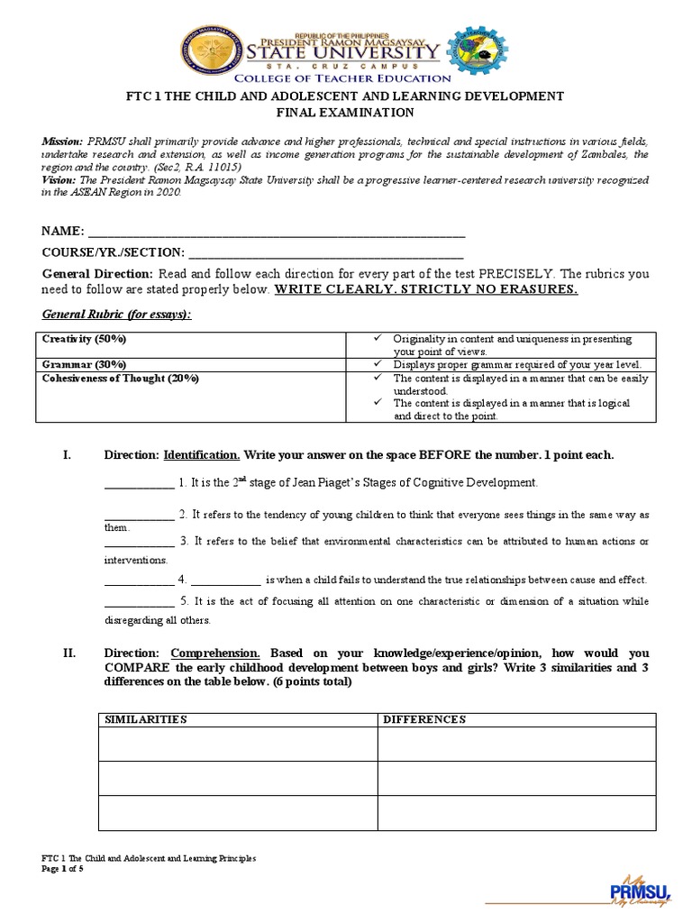 Final FTC 1 Bse | PDF | Adolescence | Psychology