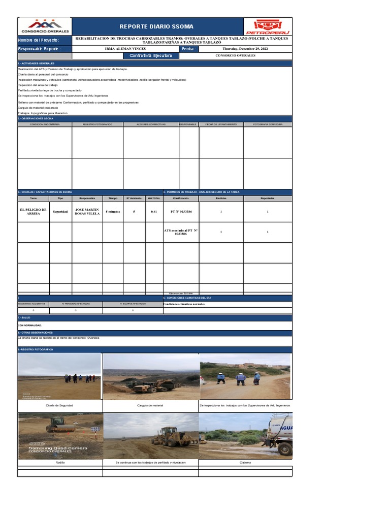 Reporte Diario 29-12-2022 Tramo Folche | PDF