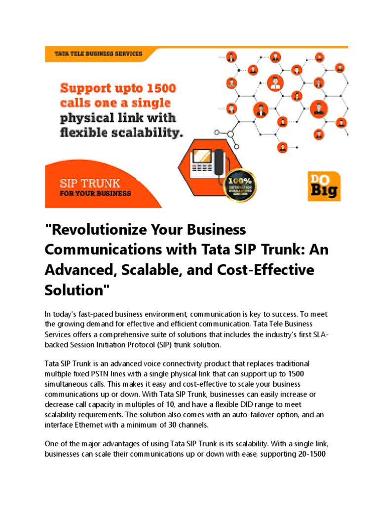 Revolutionize Your Business Communications With Tata SIP Trunk | PDF