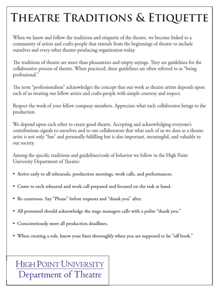 Theatre-Etiquette | PDF | Theatre | Etiquette
