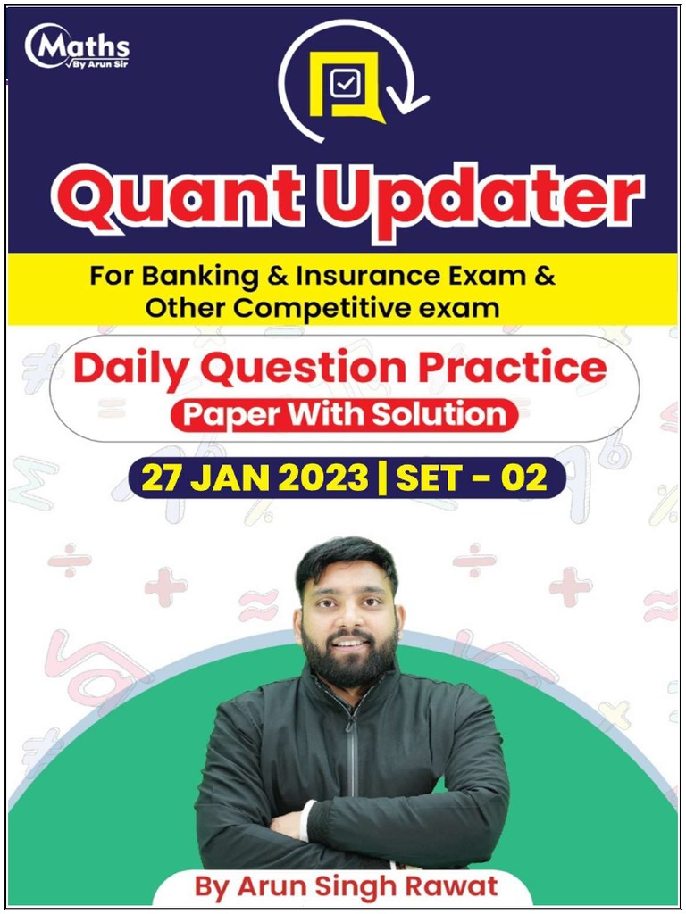 Quant Updater 27 Jan Thursday Maths by Arun Sir Practice Set 02 | PDF