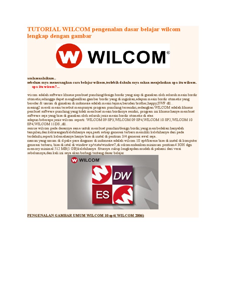 TUTORIAL WILCOM Pengenalan Dasar Belajar Wilcom Lengkap Dengan Gambar | PDF