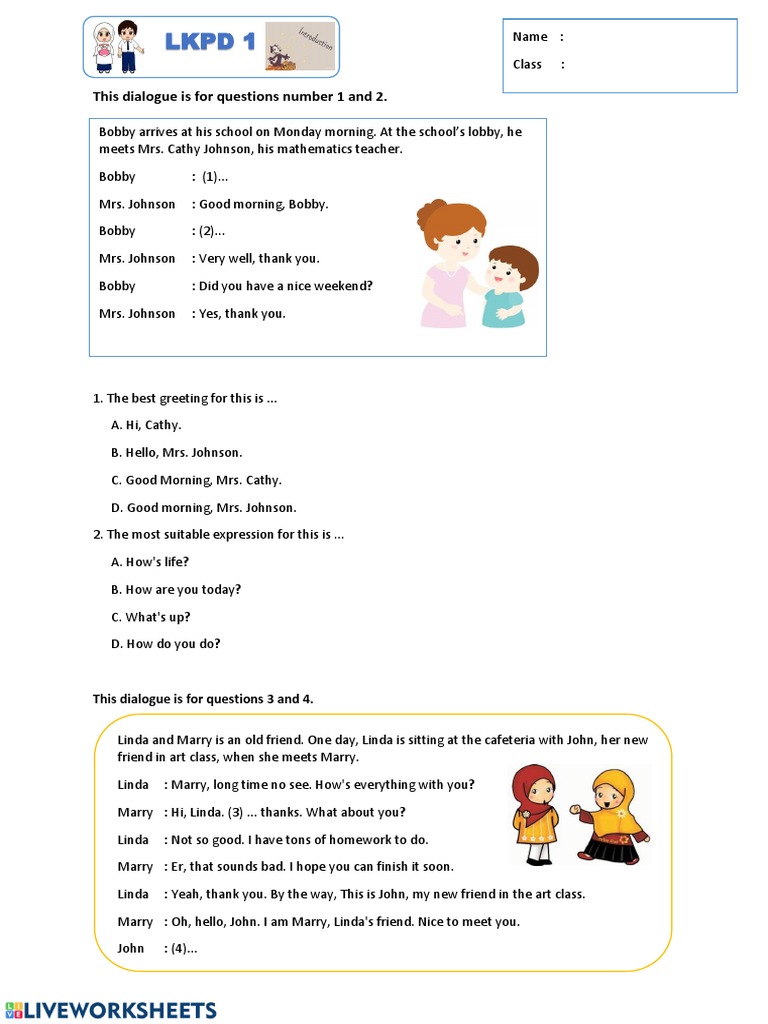 English Dialogue Practice for Greetings | PDF | Language Arts & Discipline