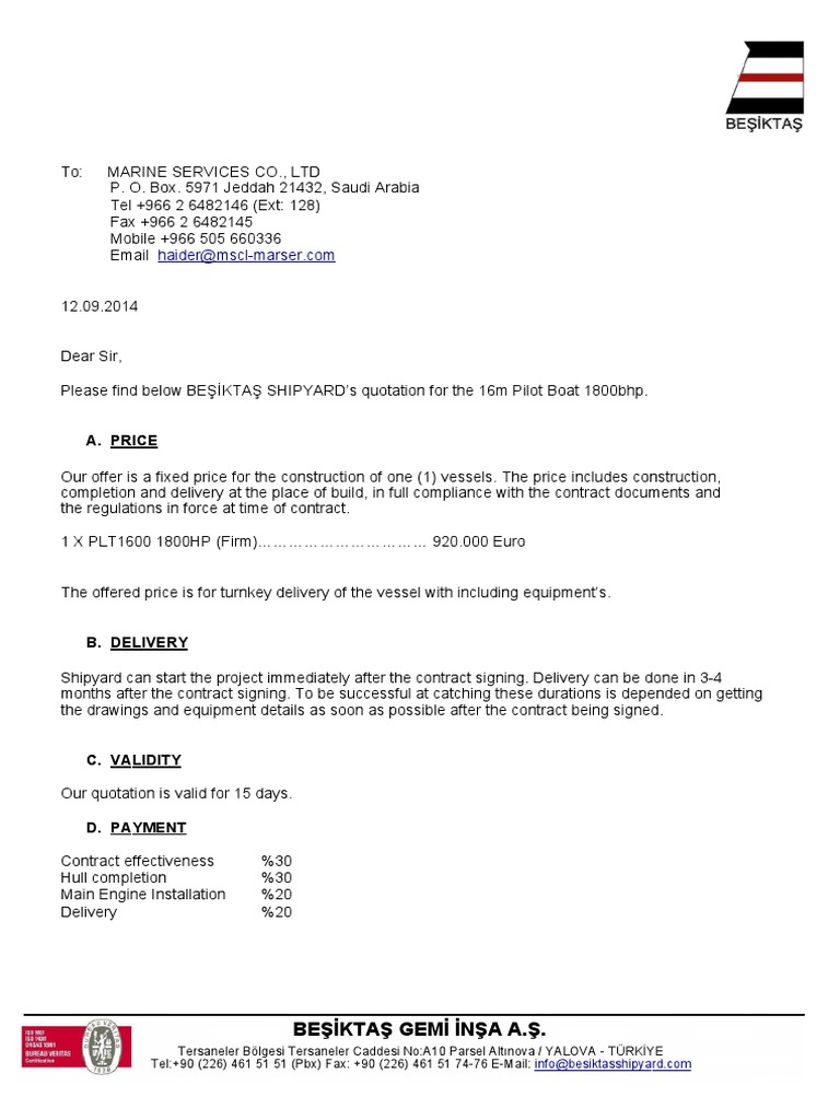 Besiktas Shipyard Pilot Boat | PDF | Marine Propulsion | Deck (Ship)