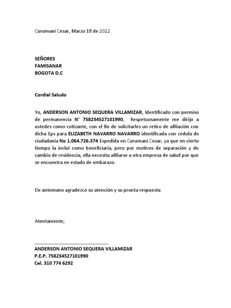 Retiro de Afiliacion Eps | PDF