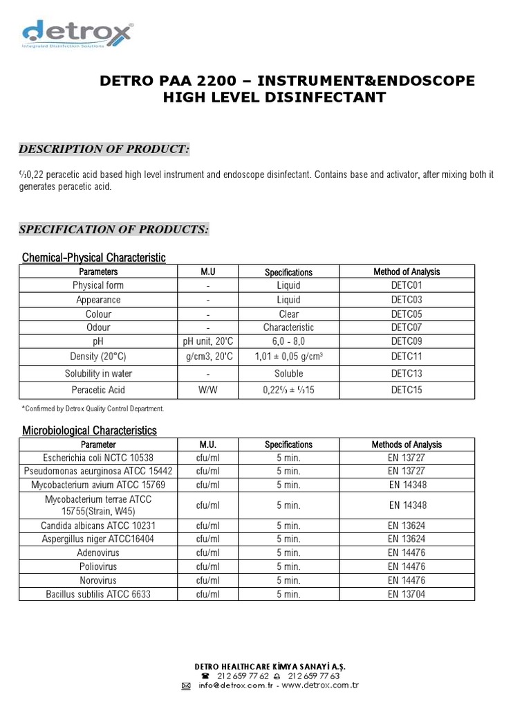 Detro Paa 2200 Tds | PDF | Chemistry | Microbiology