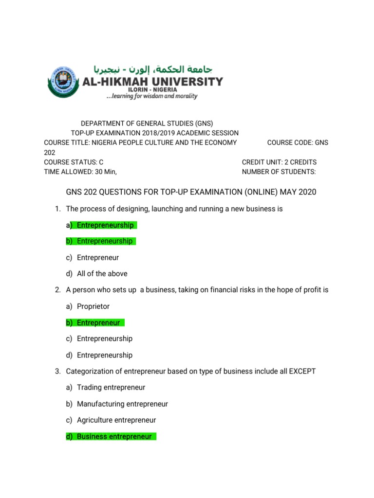 GNS 202 Paper1 (SOLVED) | PDF