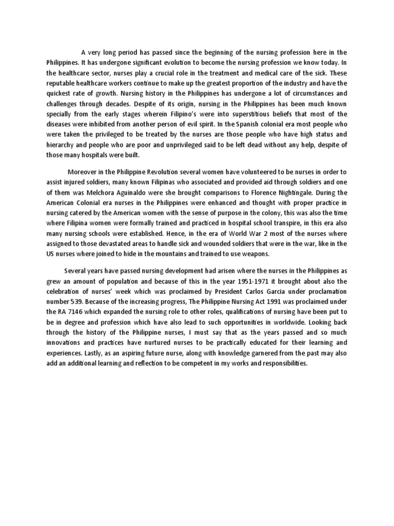 Reflection - History of Philippine Nursing | PDF | Nursing | Philippines