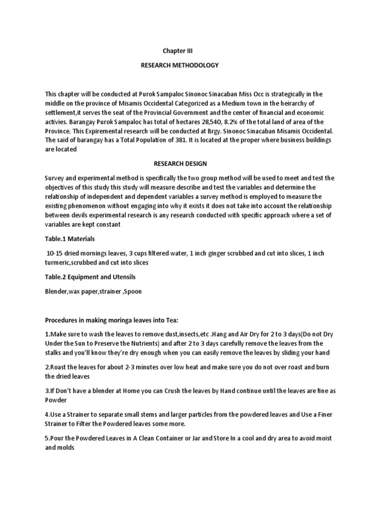 Research Methodology | PDF | Taste | Leaf