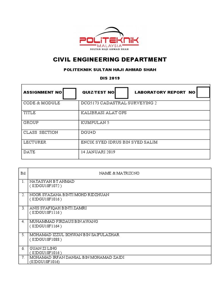 Report Kalibrasi GPS - Kumpulan 5 | PDF