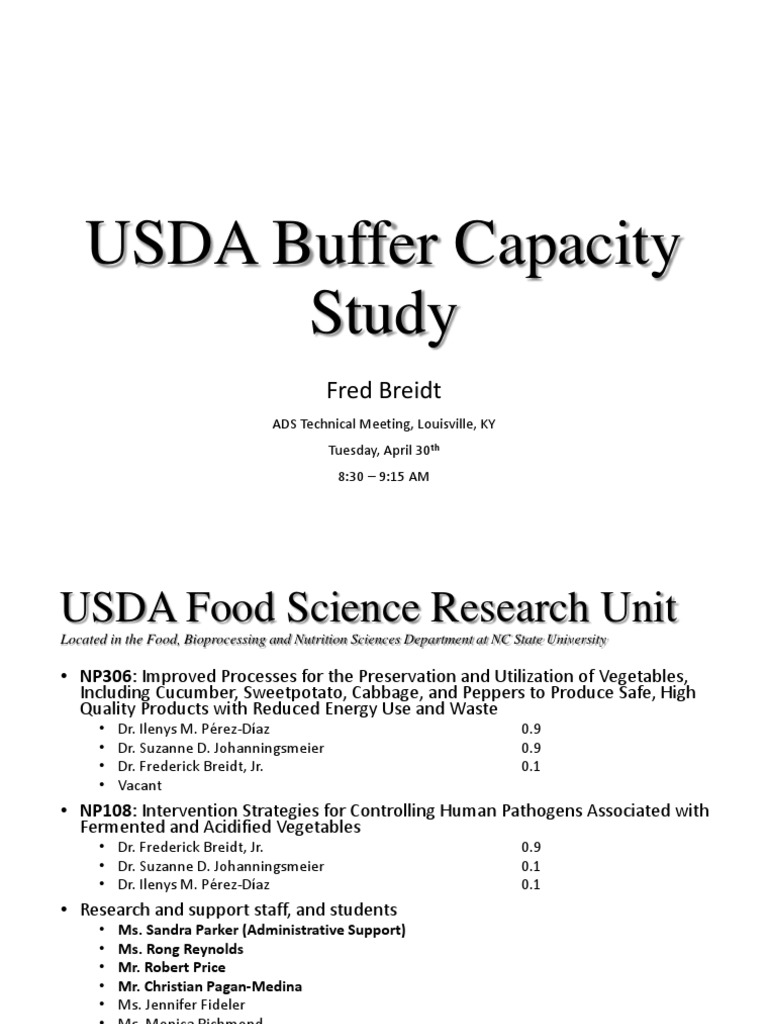 USDA Buffering Capacity Study Dr. Fred Breidt | PDF | Buffer Solution | Ph