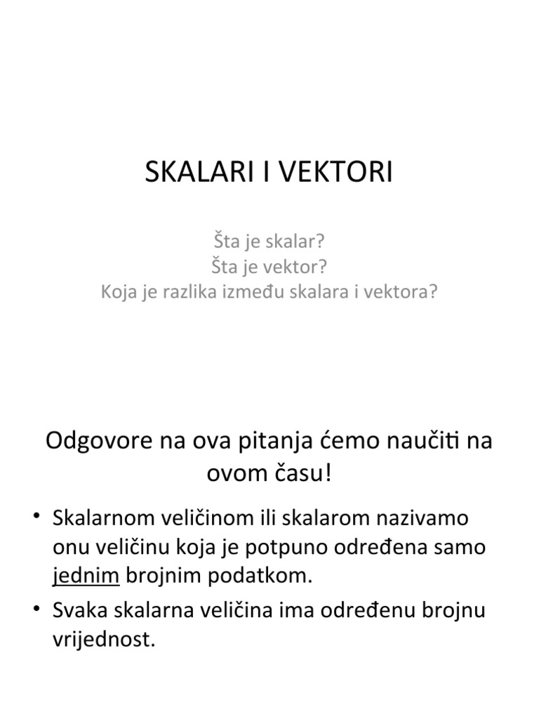 2 Skalari I Vektori | PDF